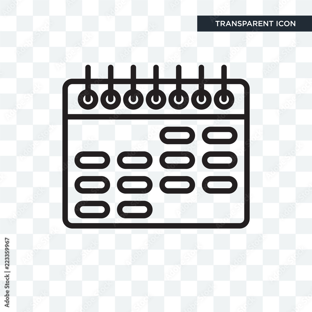 Calendar vector icon isolated on transparent background, Calendar logo ...