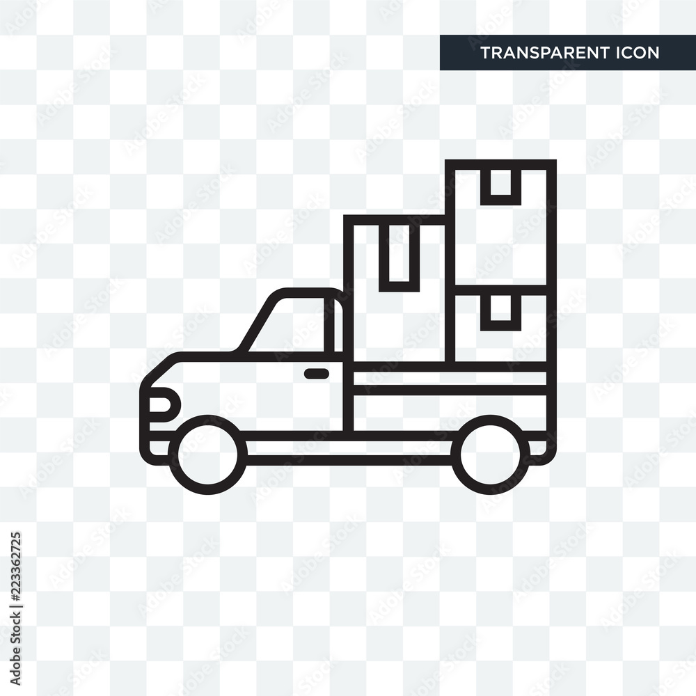 Moving truck vector icon isolated on transparent background, Moving ...