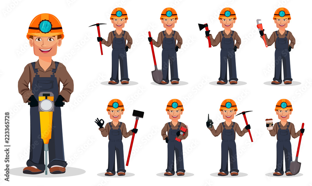 Miner man, mining worker. Cartoon character Stock Vector | Adobe Stock