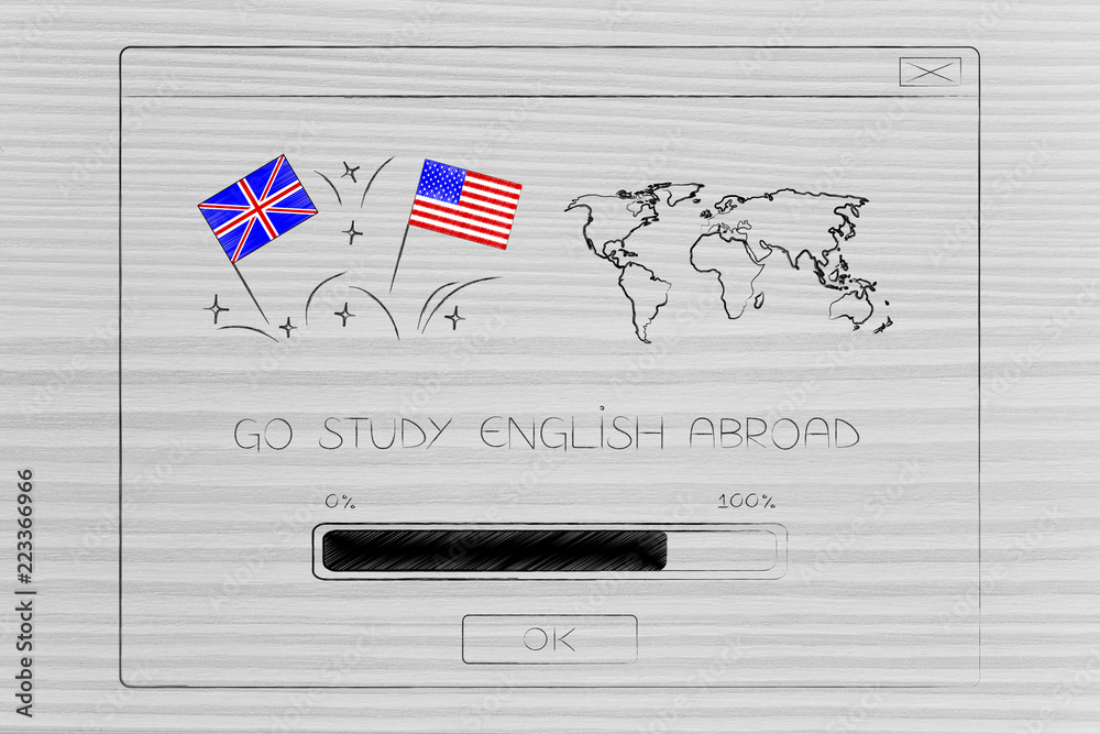 british and american flags symbol of studying english as foreign ...