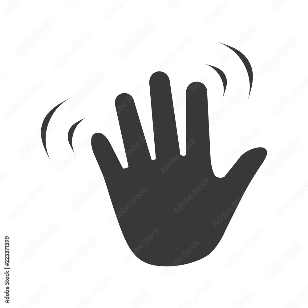 Hand wave waving hi or hello gesture flat vector icon for apps and ...