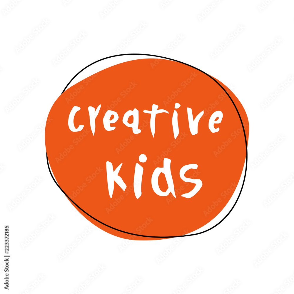 Vector illustration of creative kids text. Logo for creativity class ...