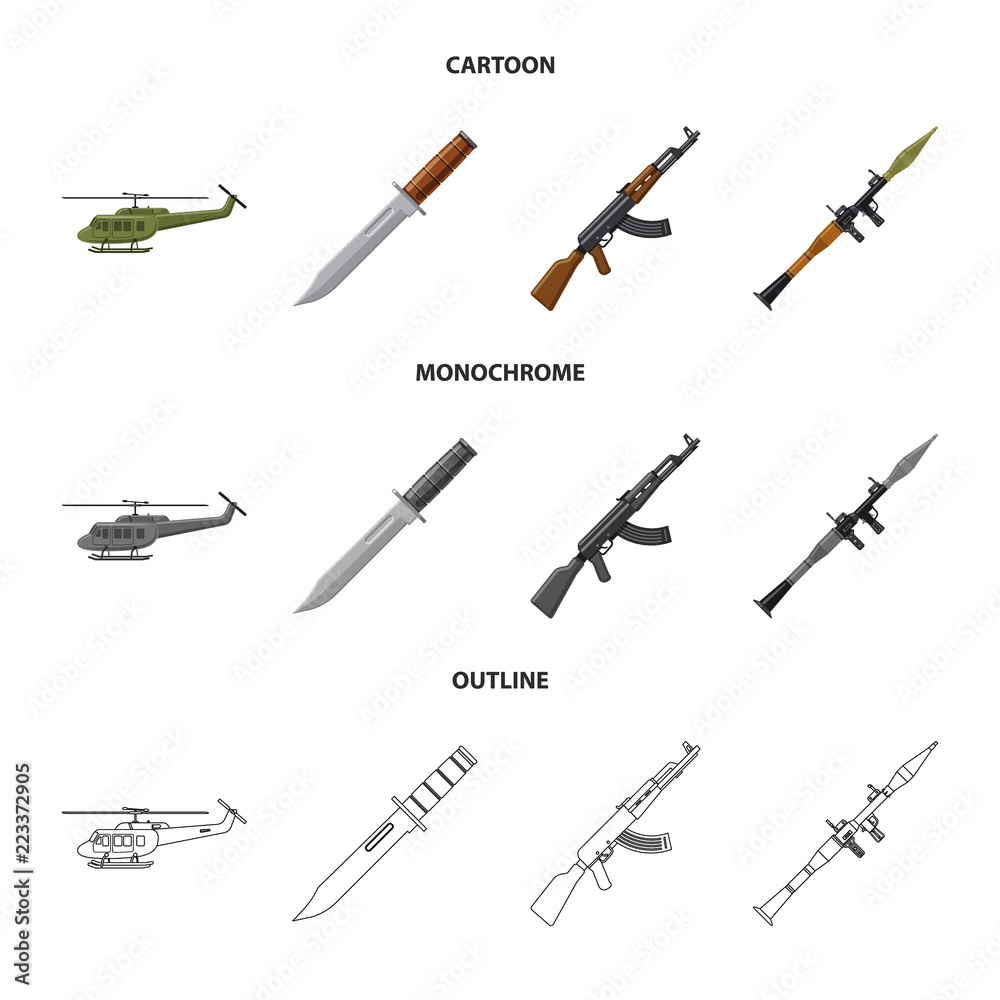 Isolated object of weapon and gun symbol. Set of weapon and army stock ...