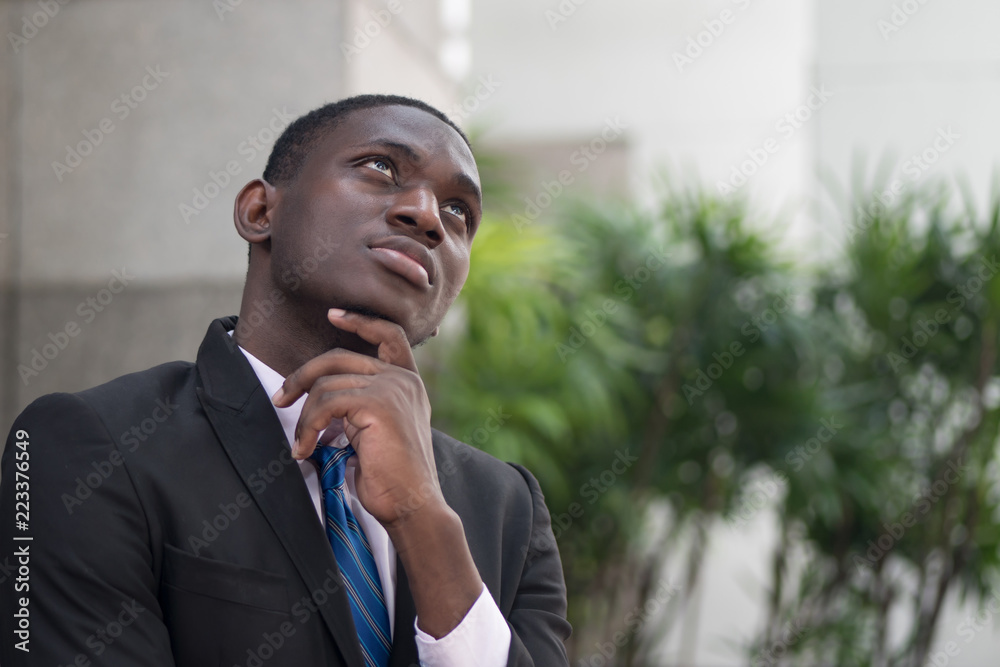 Black Business Man Thinking