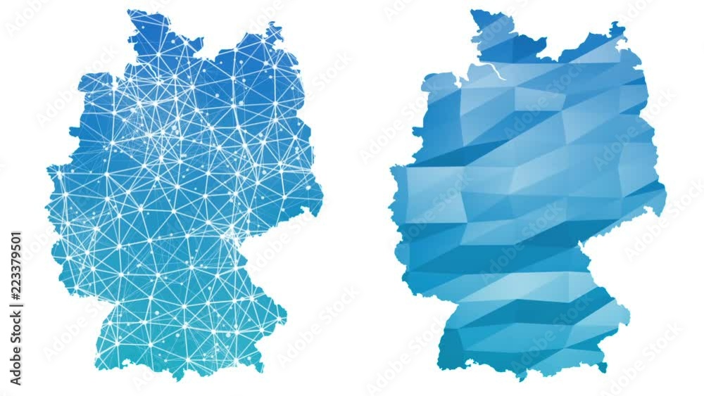 Low poly blue Germany map on the white background whith alpha channel ...