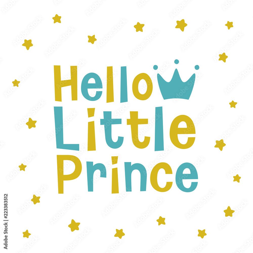 Hello Little Prince, crown and star kids poster, welcome baby ...