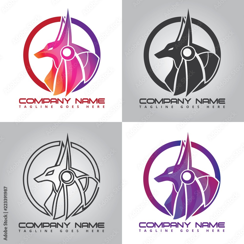 Colorful Anubis company logo design, easy to modify color with multi ...