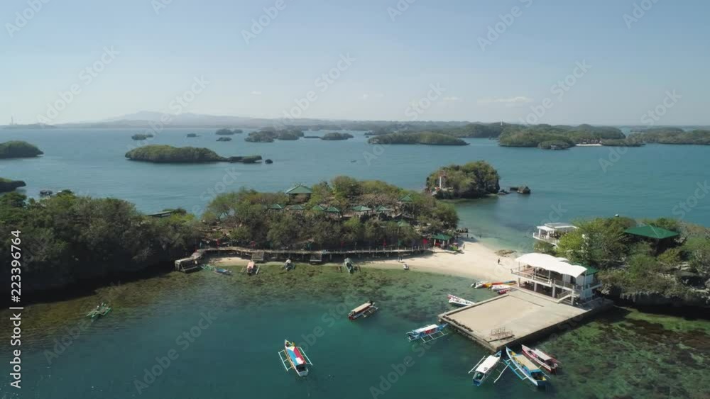 Aerial view of Small islands with beaches and lagoons in Hundred ...
