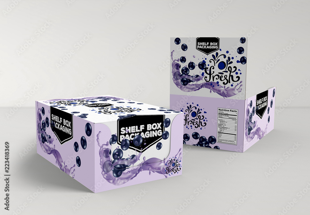Cardboard Shelf Box Mockup Stock Template | Adobe Stock