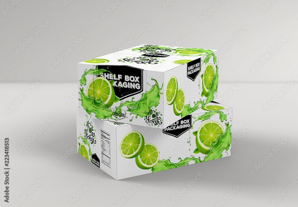 Cardboard Shelf Box Mockup Stock Template | Adobe Stock