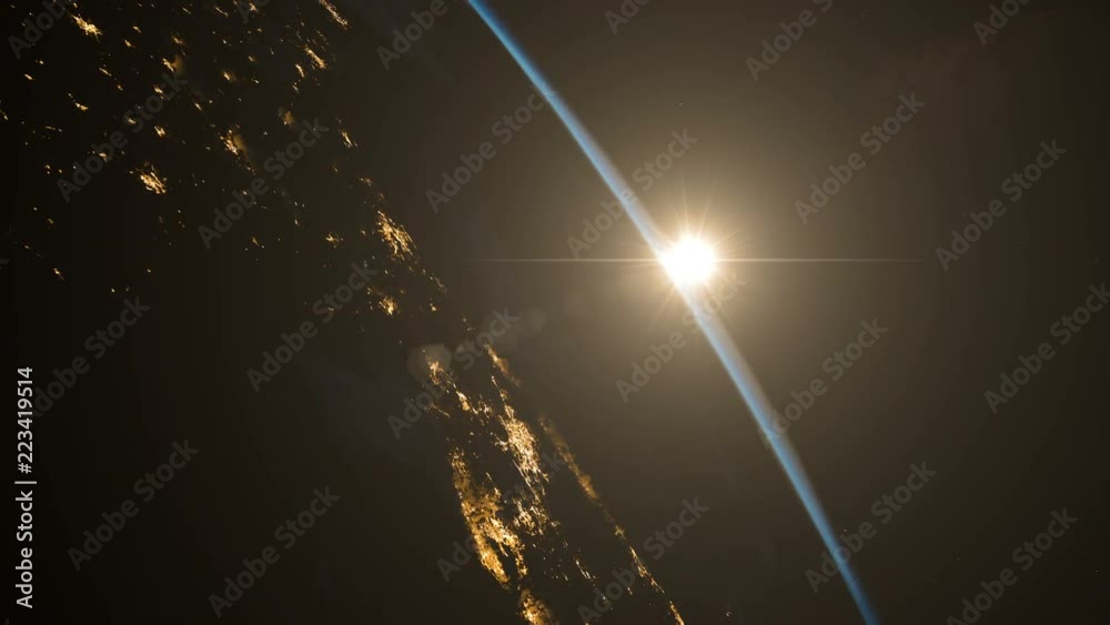 Sunrise from space. Earth from space. Version 2018. Beautiful ...