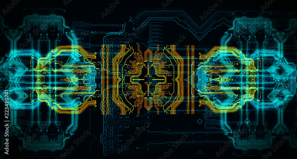 Orange, blue technology background/Abstract technological background ...
