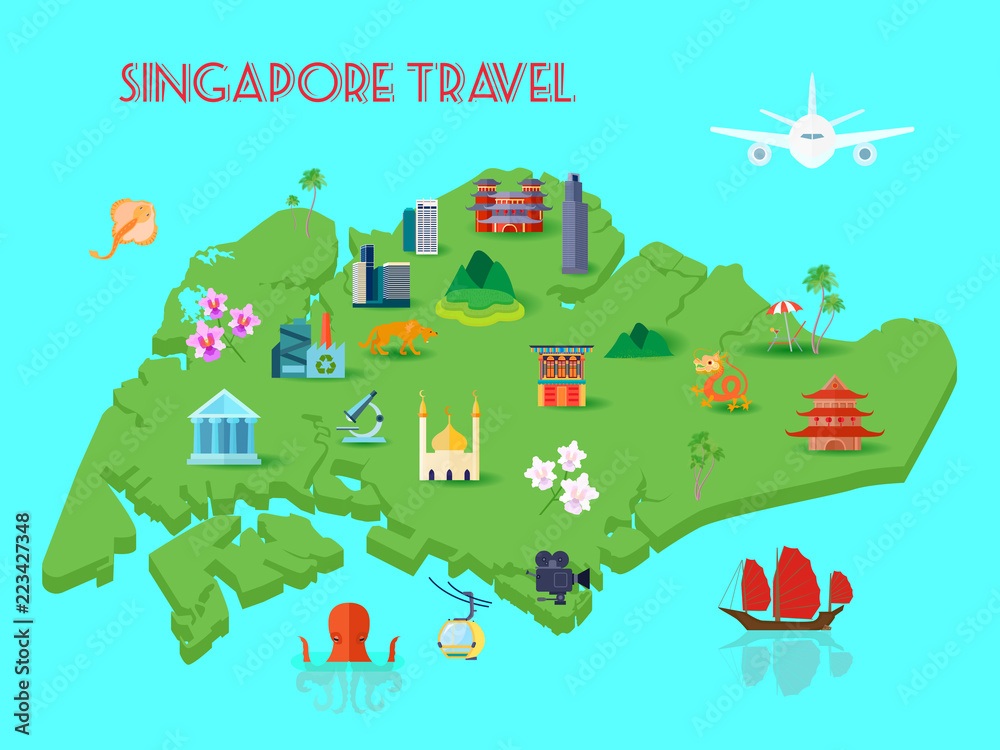 Singapore Culture Composition Stock Vector | Adobe Stock