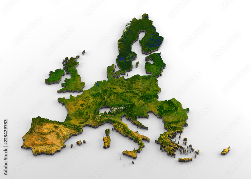 European Union (pre-Brexit) 3D Physical Map with Relief Stock ...