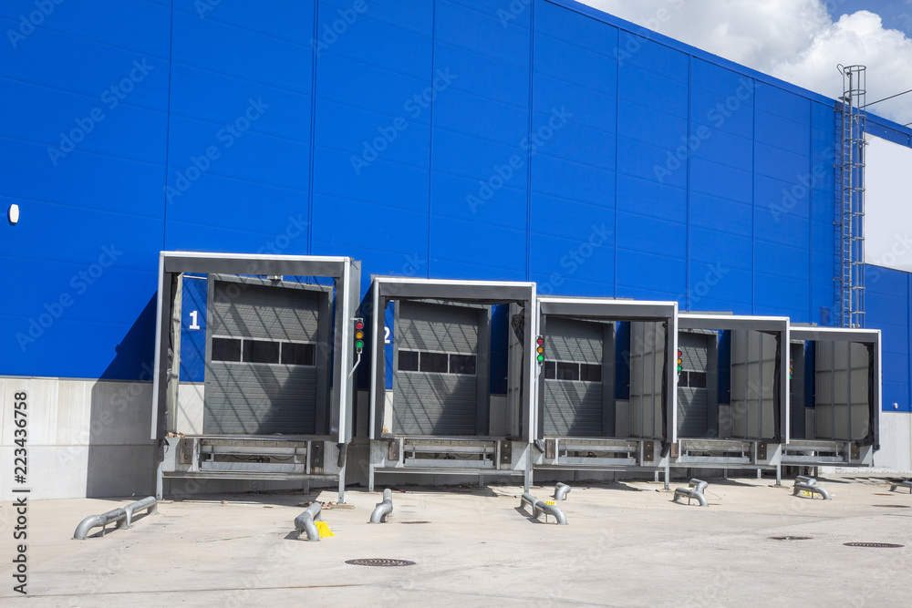 Loading dock at a warehouse. modern logistics center. docking stations ...