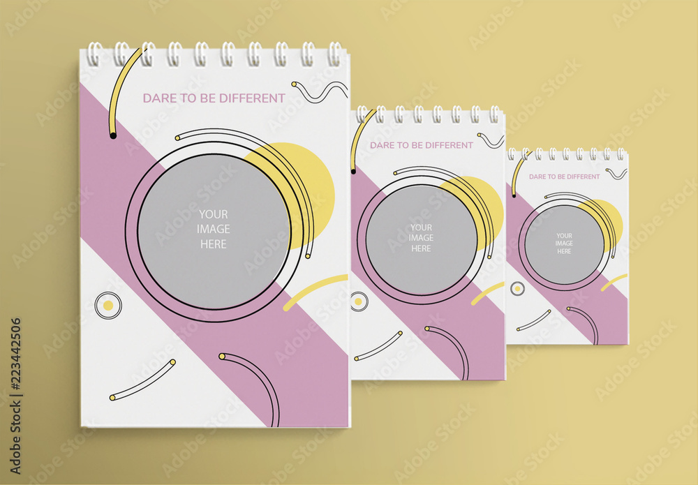Notebook Layout With Pastel Shapes Stock Template | Adobe Stock