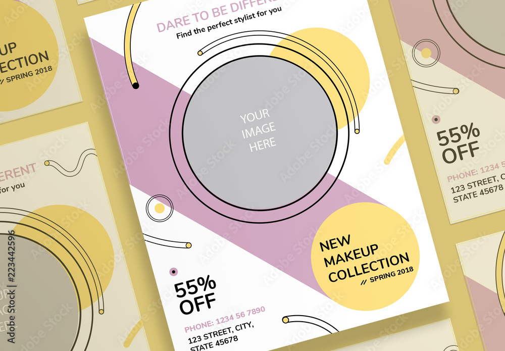 Poster Layout with Pastel Shapes Stock Template | Adobe Stock