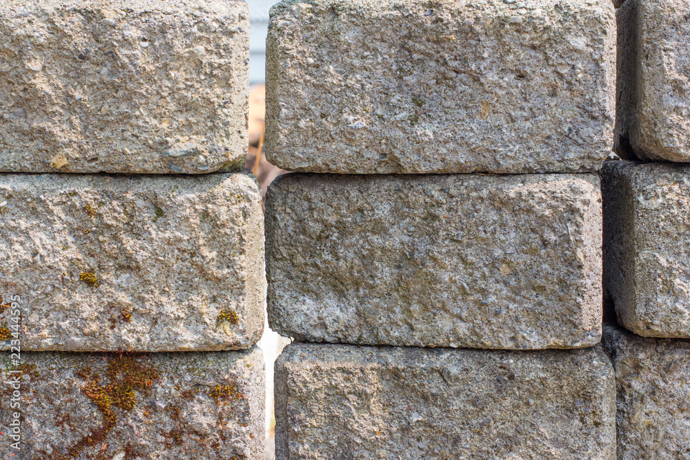 Stacked Concrete Retaining Wall Blocks Stock Photo | Adobe Stock