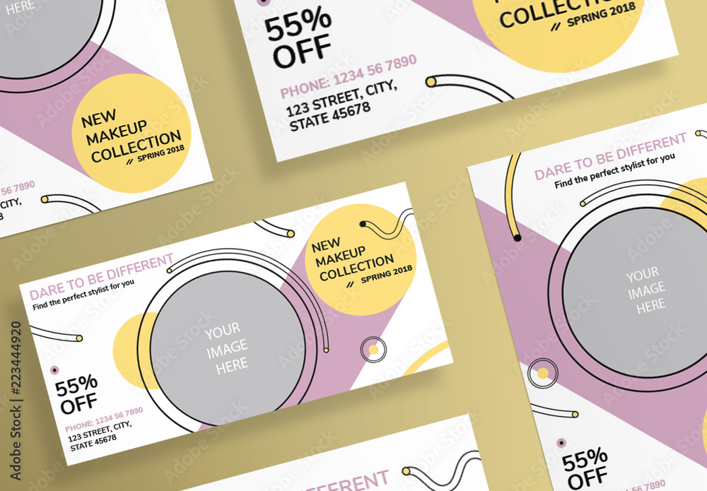 Flyer Layout With Pastel Shapes Stock Template | Adobe Stock