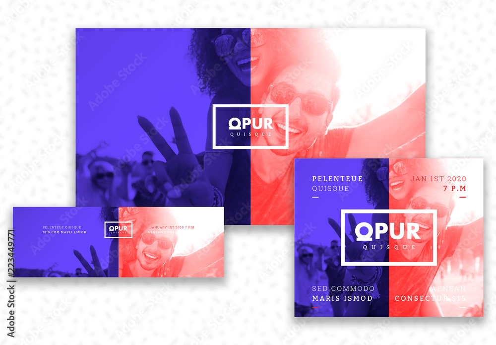 Colorblock Social Media Set Stock Template | Adobe Stock