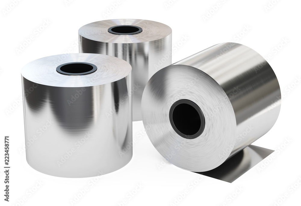 Illustrazione Stock Steel sheets in rolls. Warehouse of steel rolls ...