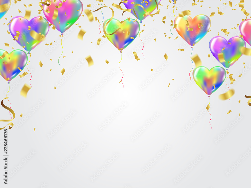 Celebration background template with confetti ribbons illustration ...