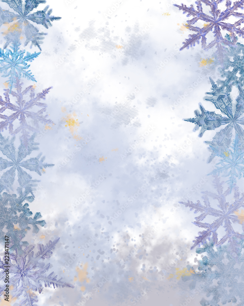 Snowflake Decorated Watercolor Textured Surface. Great for a template ...