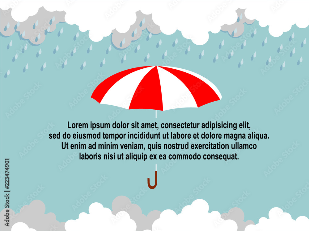 Happy monsoon season flat vector illustration design. Rain protection ...