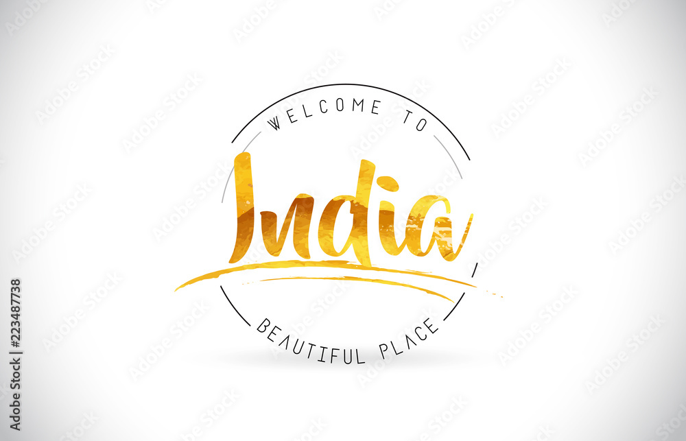 India Welcome To Word Text with Handwritten Font and Golden Texture ...