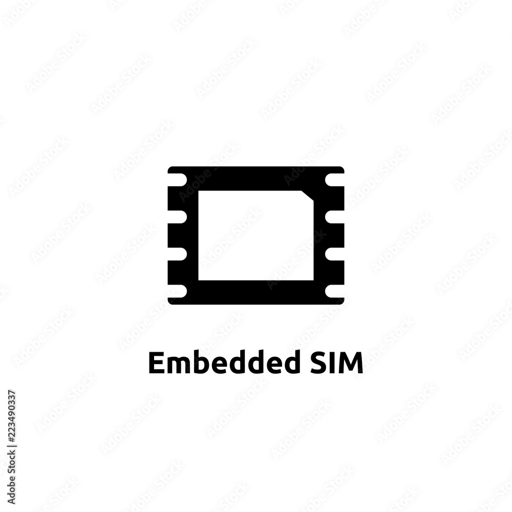 eSIM Embedded SIM card icon symbol concept. new chip mobile cellular ...