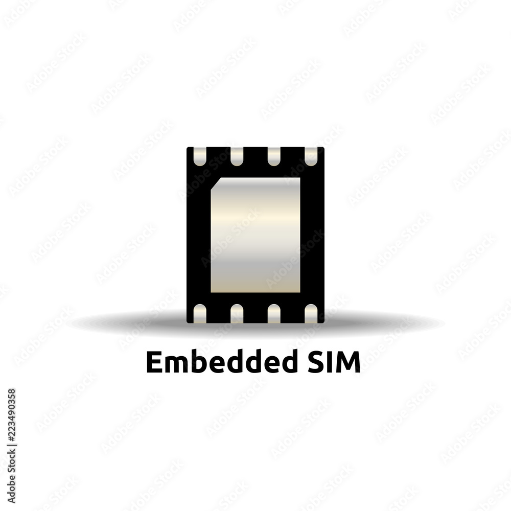 eSIM Embedded SIM card icon symbol concept. new chip mobile cellular ...