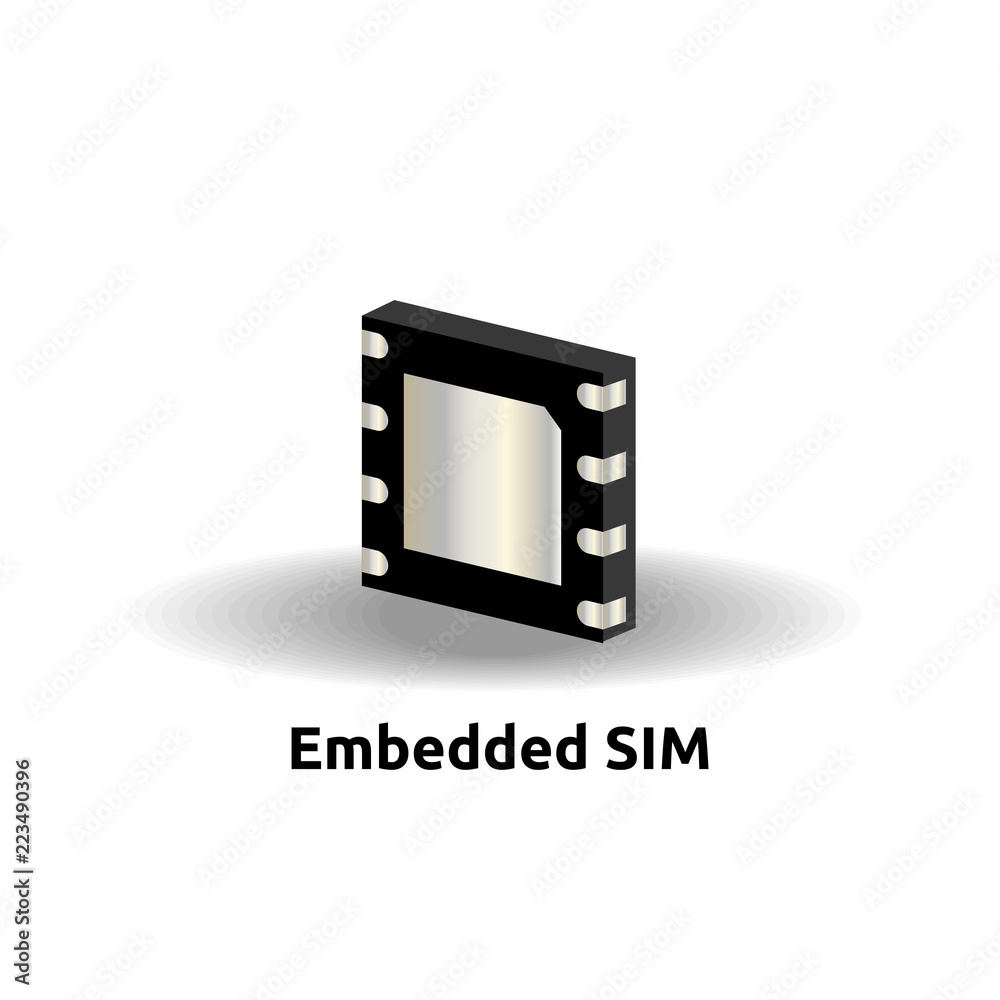 eSIM Embedded SIM card icon symbol concept. new chip mobile cellular ...