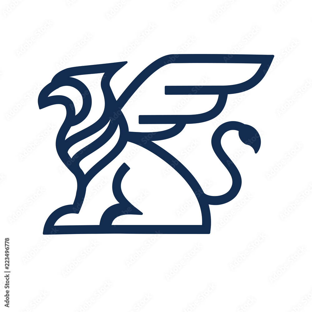 Gryphon Line art Logo Design Inspiration Vector Stock Vector | Adobe Stock