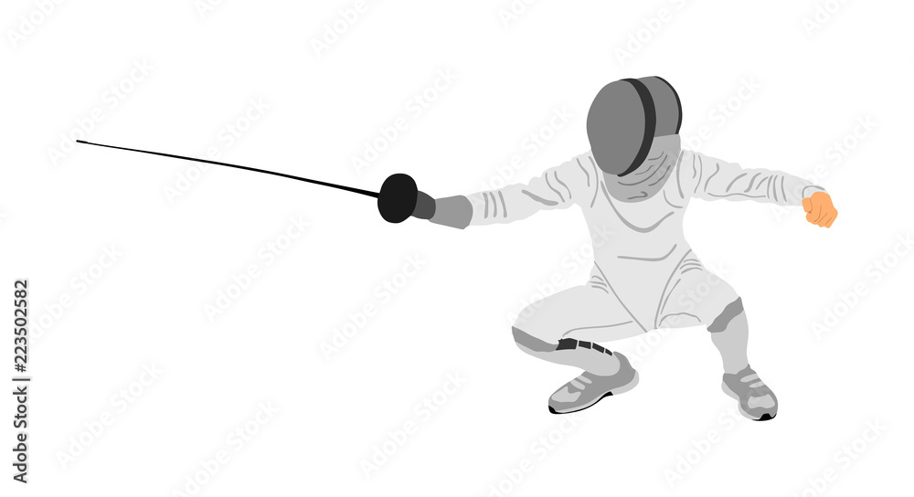 Fencing player portrait vector illustration isolated on white ...