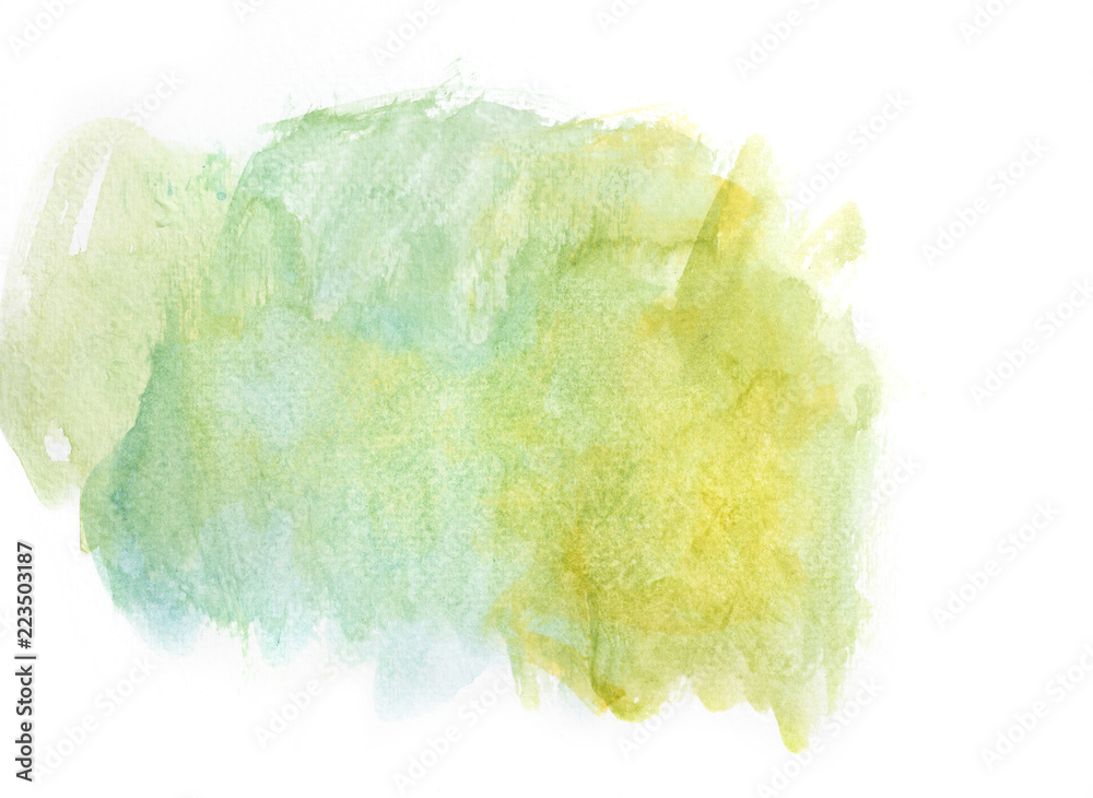 Abstract green and yellow watercolor paint on paper background Stock ...