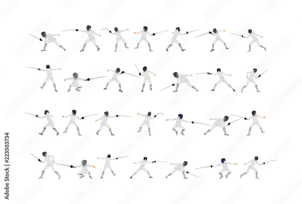 Fencing players vector illustration isolated on background. Fencing ...