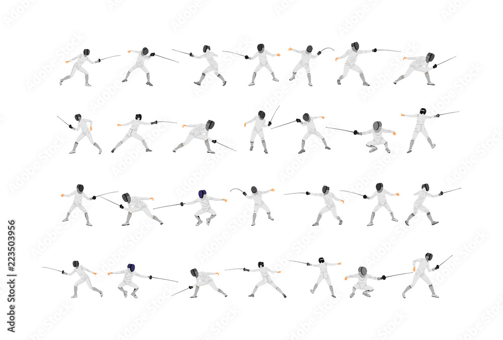 Fencing players vector illustration isolated on background. Fencing ...