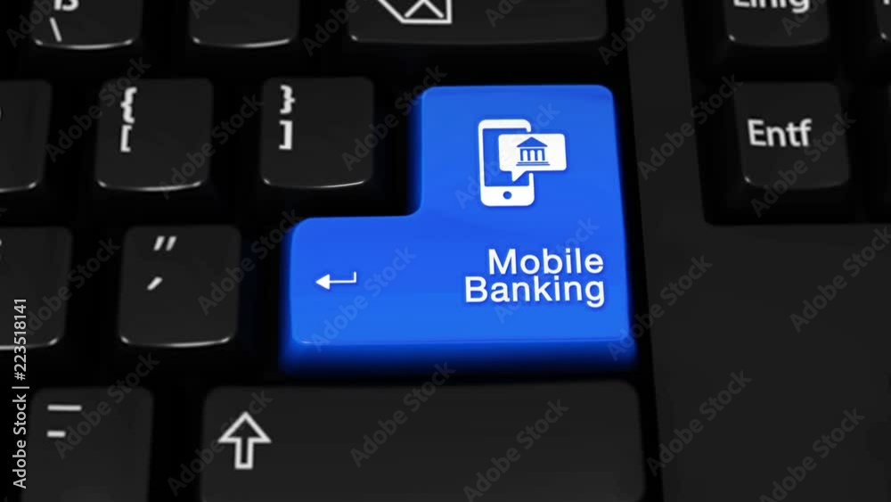 212. Mobile Banking Rotation Motion On Blue Enter Button On Modern ...