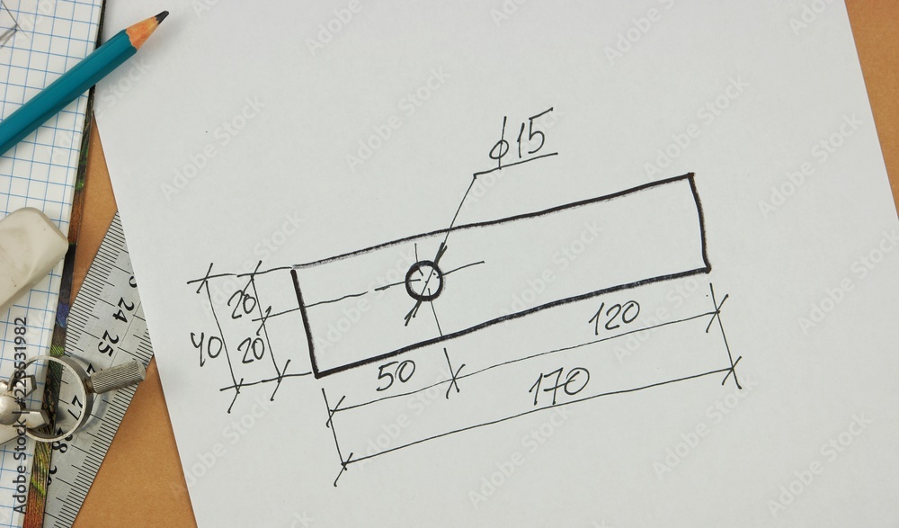 Sketch of a detail, executed freehand drawing, designing Stock Photo ...