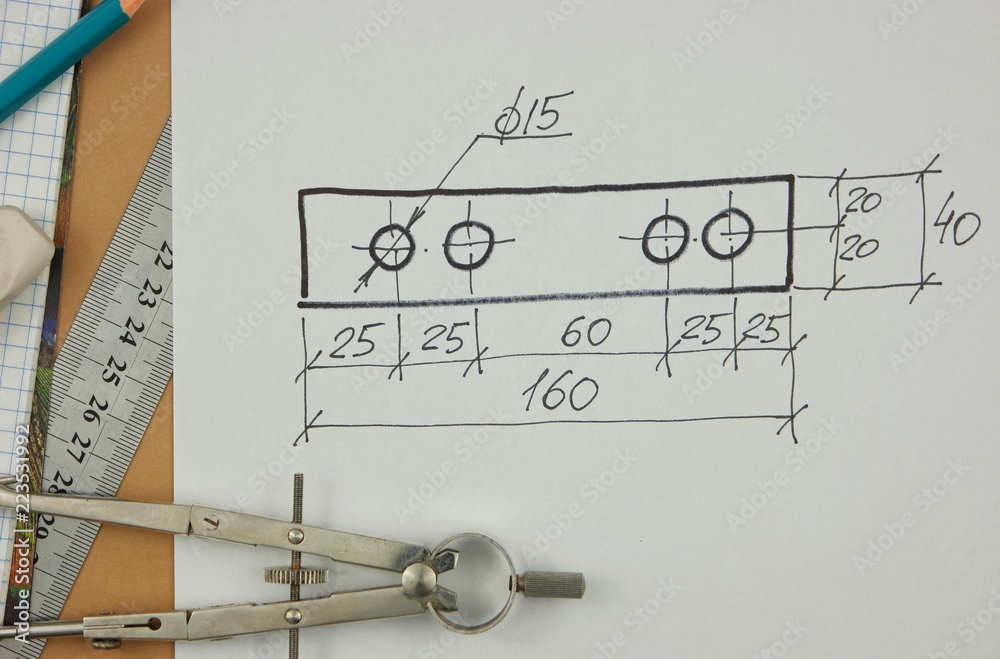 Sketch of a detail, executed freehand drawing, designing Stock Photo ...