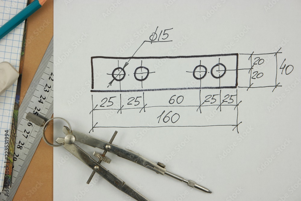 Sketch of a detail, executed freehand drawing, designing Stock Photo ...