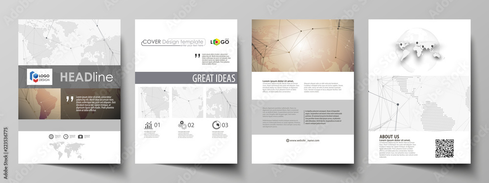 The vector illustration of the editable layout of A4 format covers ...
