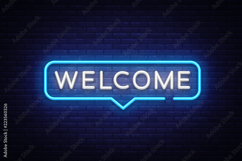 Welcome Neon Text Vector. Welcome neon sign, design template, modern ...