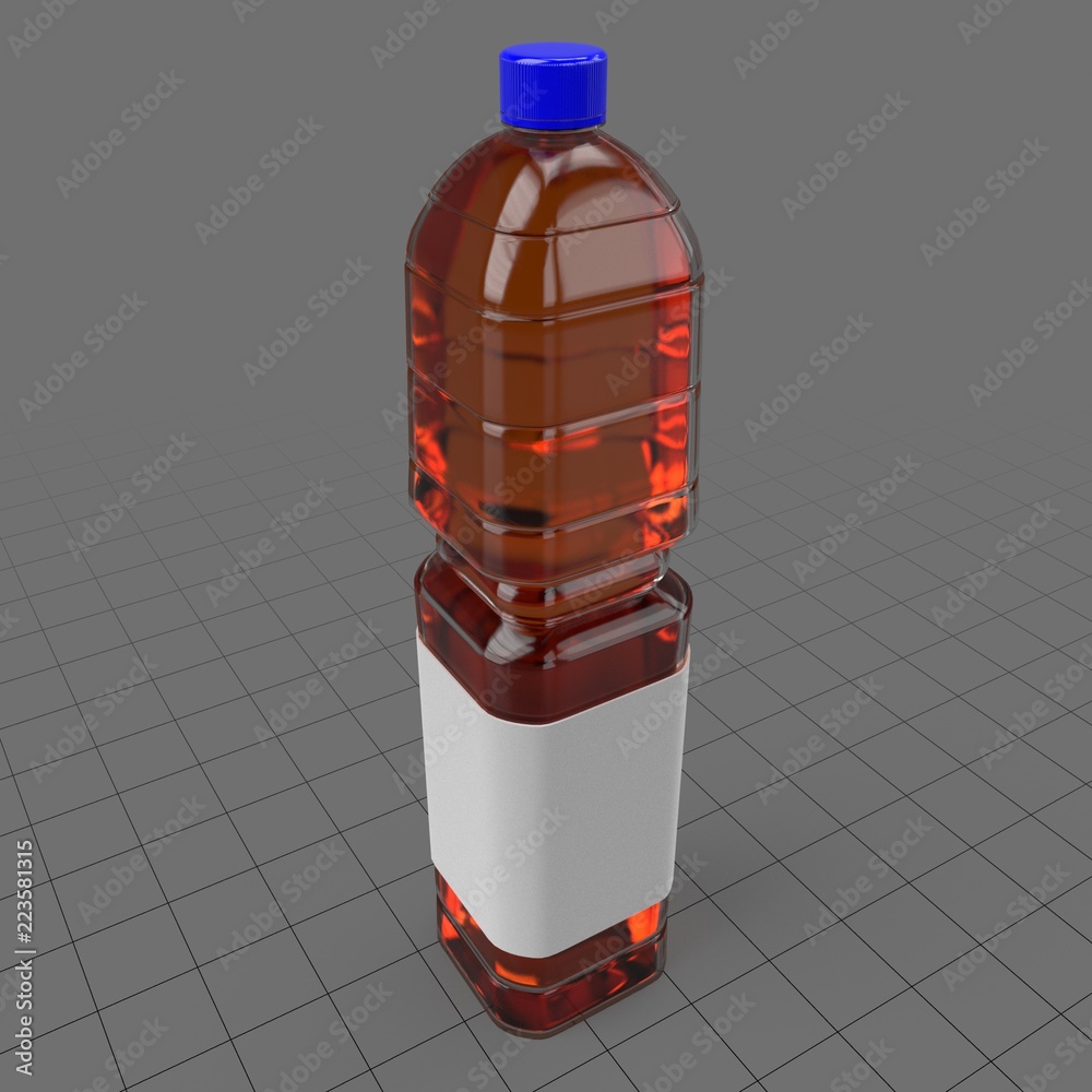 Filled square shaped plastic bottle Stock 3D asset | Adobe Stock