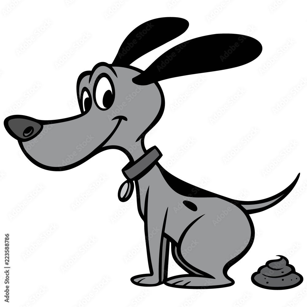 Black and White Dog Pooping - A vector cartoon illustration of a Dog ...
