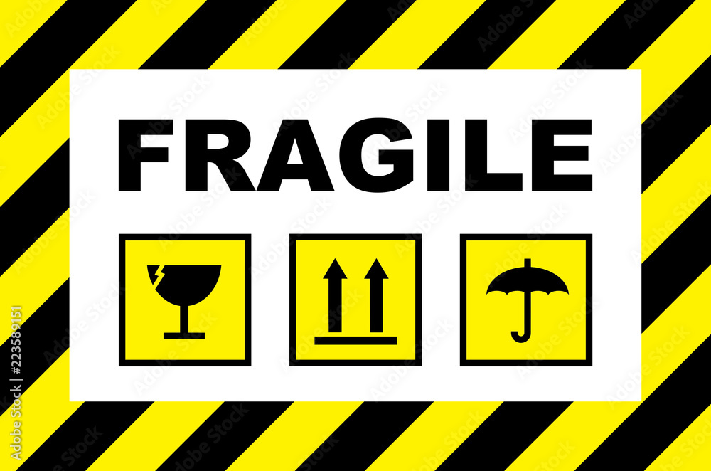 fragile warning sign placard sticker Stock-Illustration | Adobe Stock