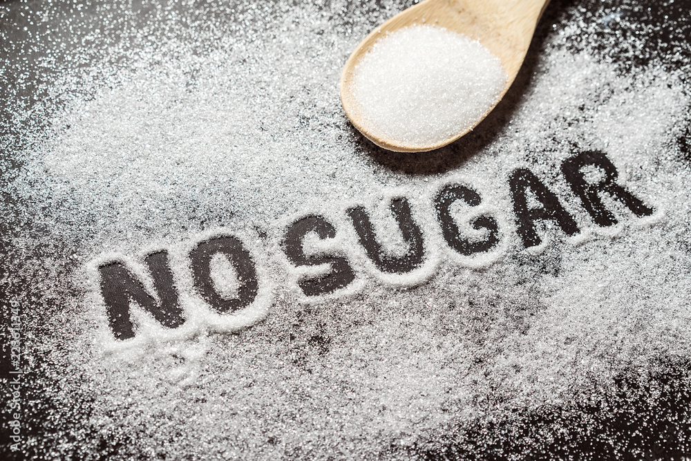 Diet and weight loss, denial of sweet. No sugar text with concept ...
