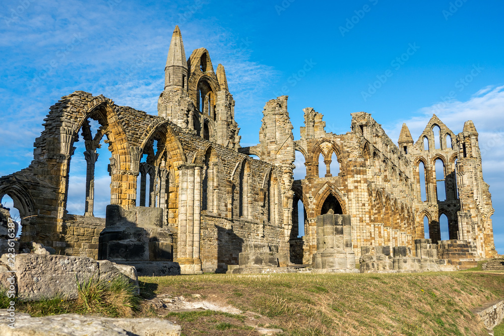 Whitby Abbey North Yorkshire Coast UK. Perched high on a cliff, the ...