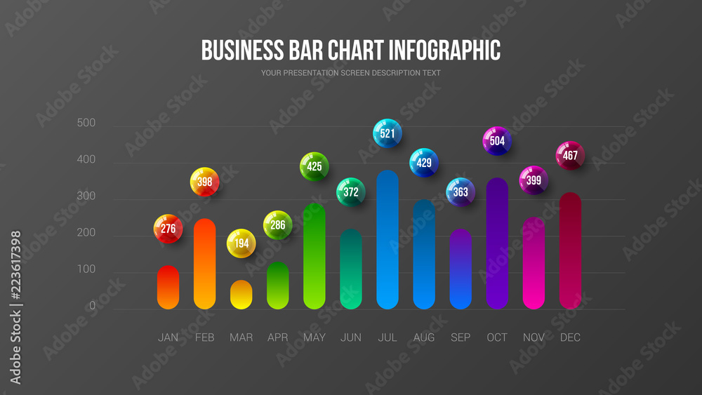 Business infographic presentation vector 3D colorful balls illustration ...