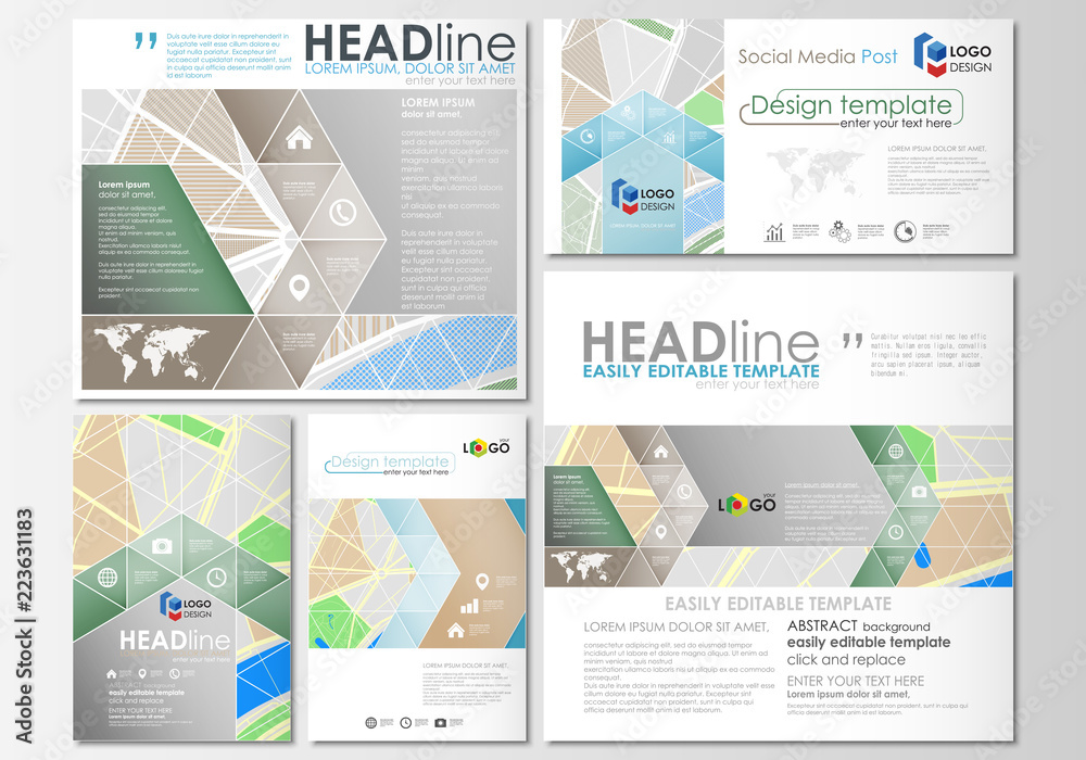 Social media posts set. Business templates. Easy editable layouts in ...